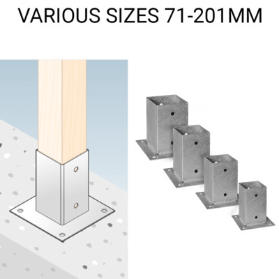 Heavy Duty Galvanised Bolt Down SQUARE POST SUPPORT Fence Foot Base ...