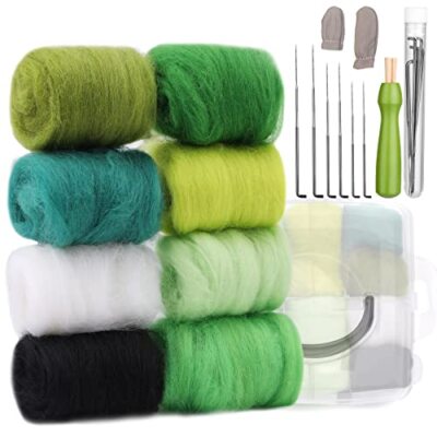 8 Colors Wool Fibre Yarn Roving for Needle Felting Starter Kit with ...