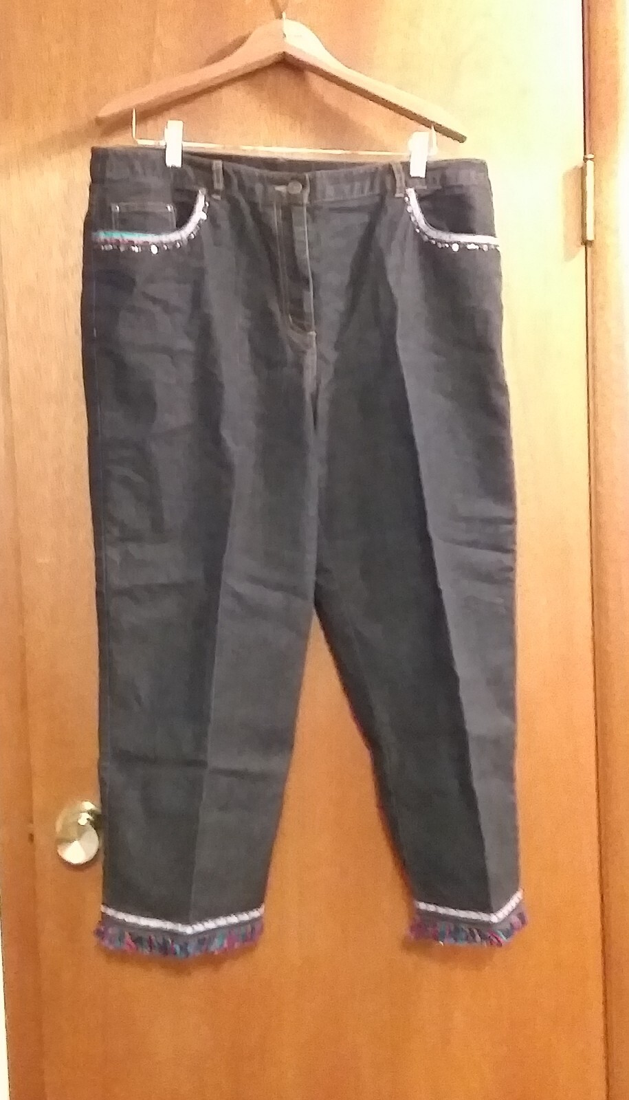 Ruby Rd. Women's Capris Denim B)ack Southwestern Trim… - Gem