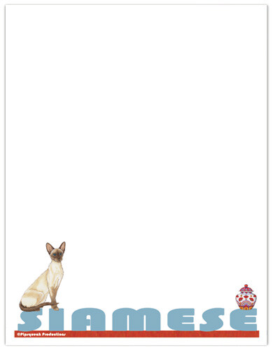 Siamese Cat Printable Stationery, Writing Paper, 8.5" x 11" 25 Sheets ...