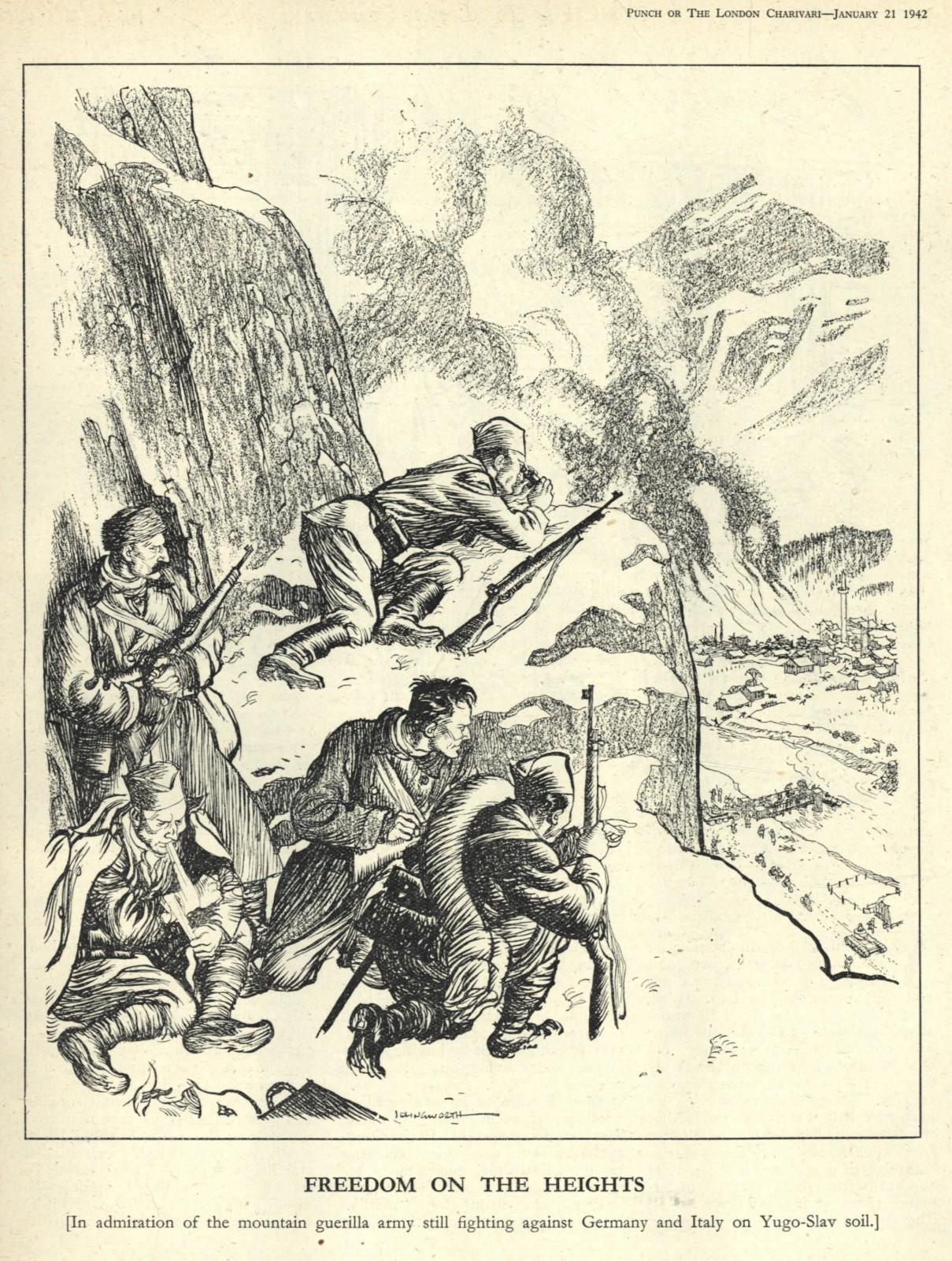 VINTAGE '42 WW 2 PROPAGANDA CARTOON: YUGOSLAVIA RESISTANCE GUERRILLA ...