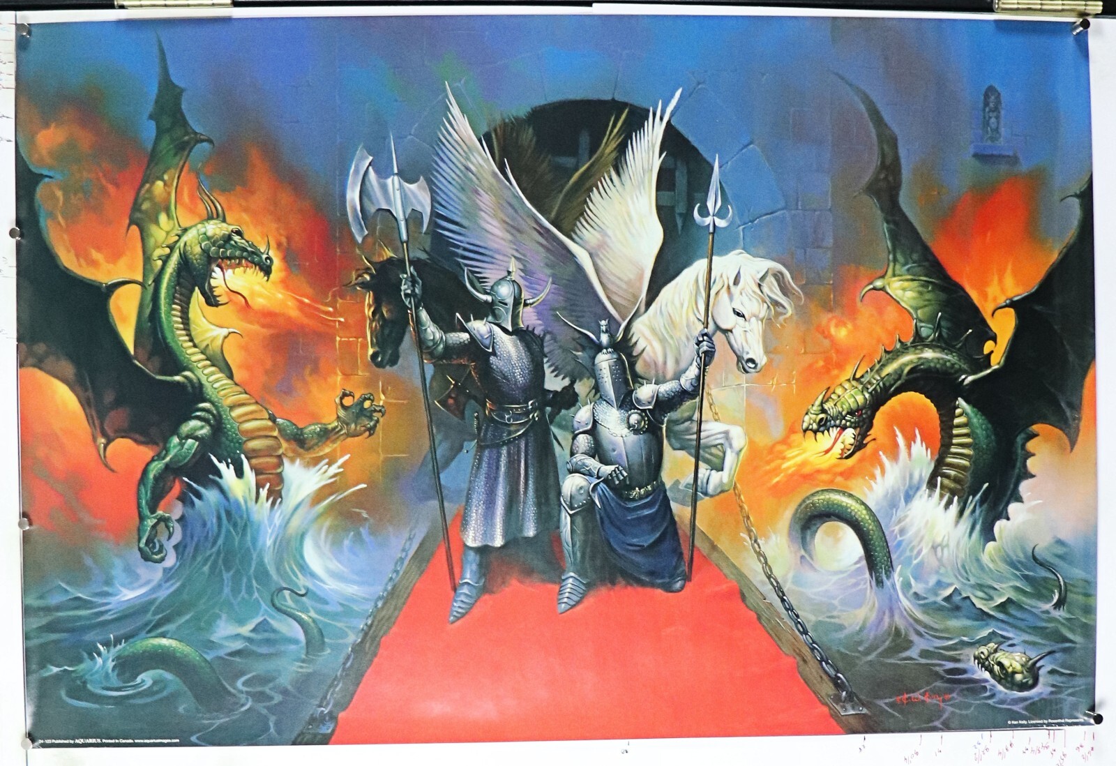 Dragon and Knight KEN KELLY vintage Art Poster 24.25" X 36.50" NOS ...