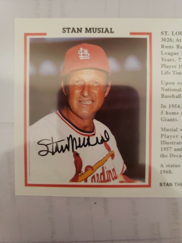 Stan Musial Autographed Photo Postcard St Louis Cardinals | eBay