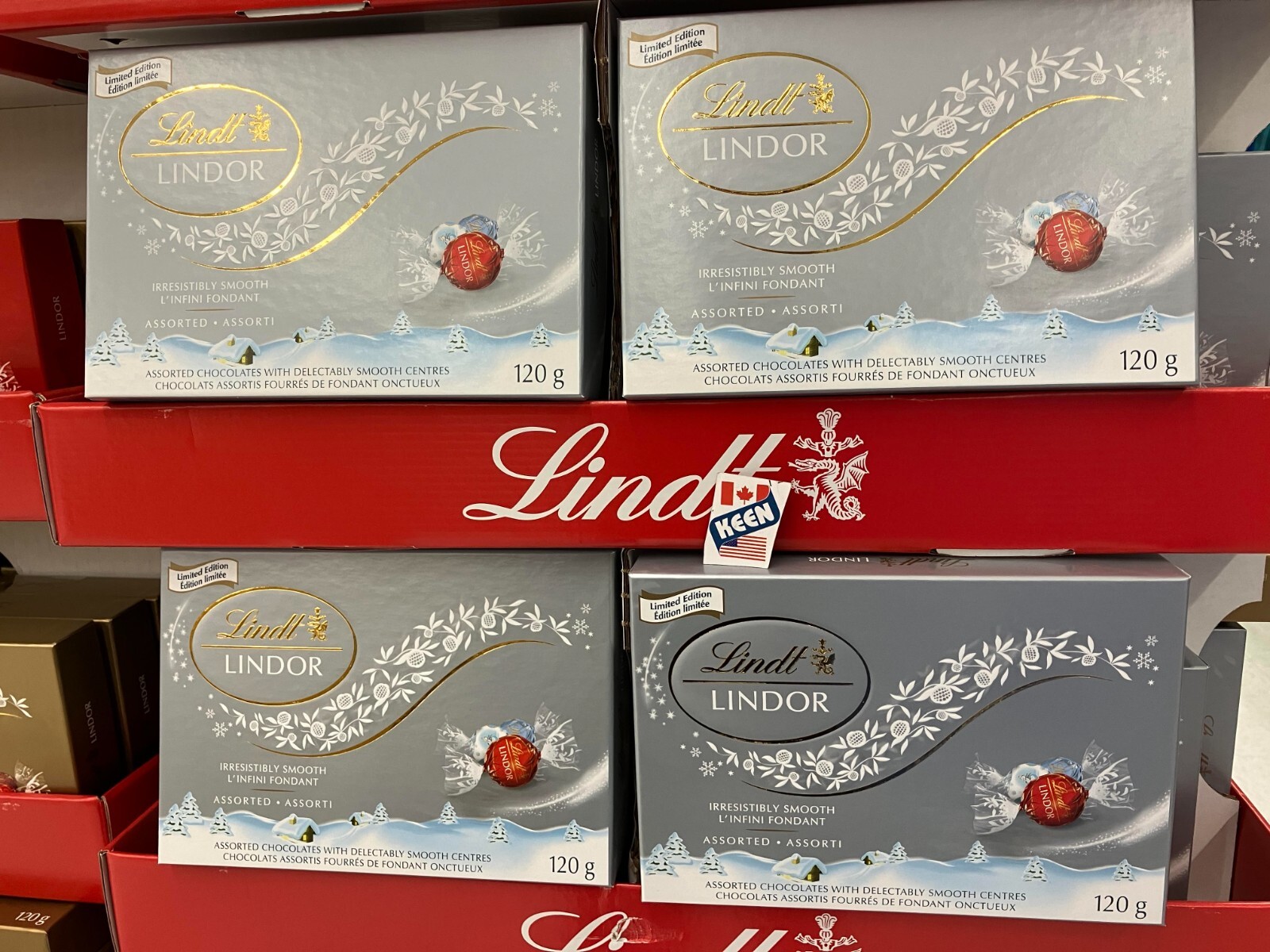 4 boxes),Lindt LINDOR Silver Holiday Assorted Chocolate Truffles 120g ...