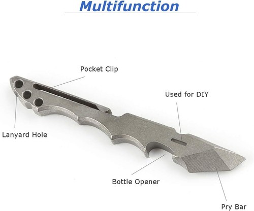 Titanium Pry Bar Crowbar EDC Multi Tool with tool Pocket Clip Outdoor ...