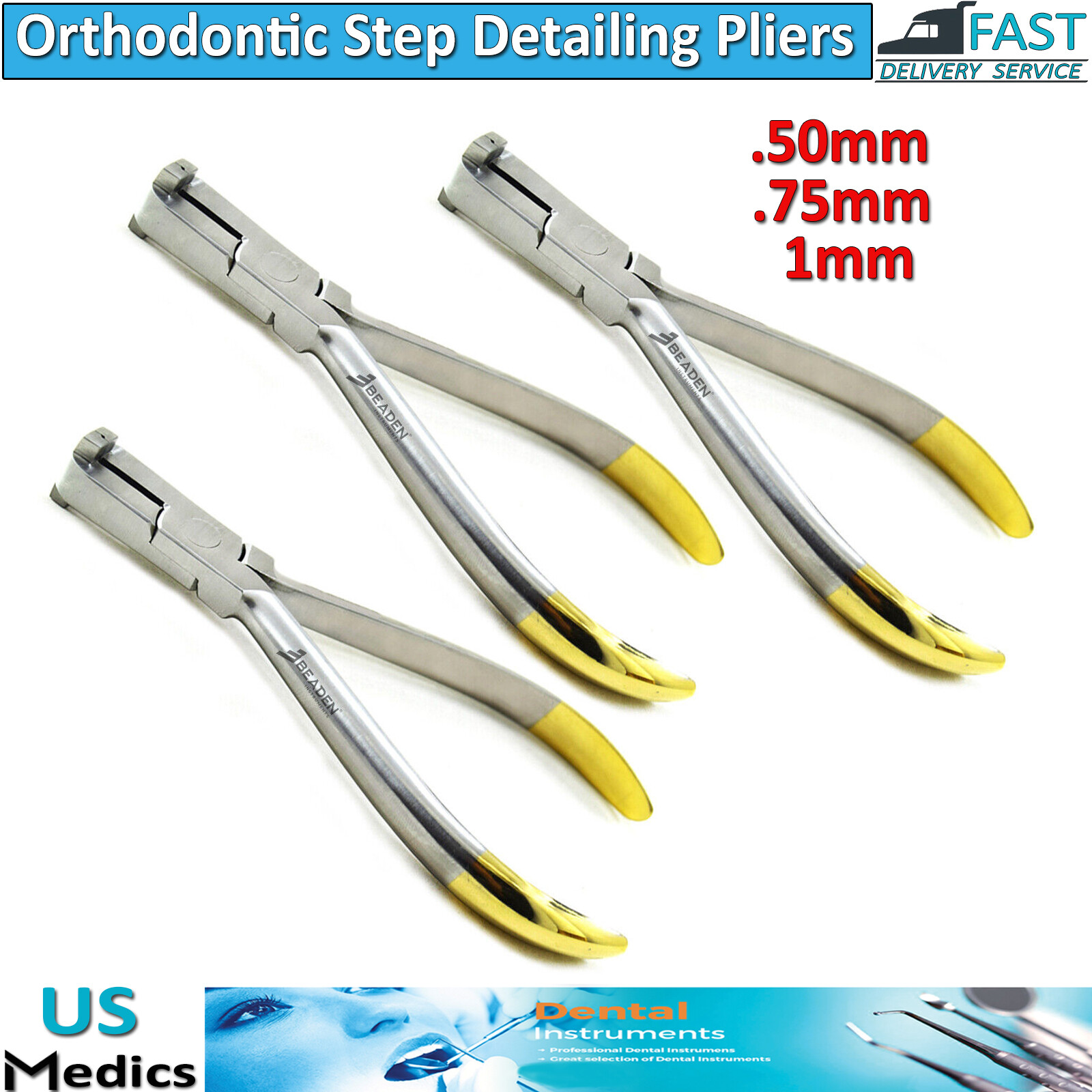 Orthodontic Dental Detailing Step Pliers 1mm .50mm & .75mm Set Of 3 ...