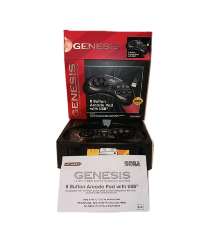 Retro-Bit Official Sega Genesis 8-Button Arcade Pad USB Controller PC ...