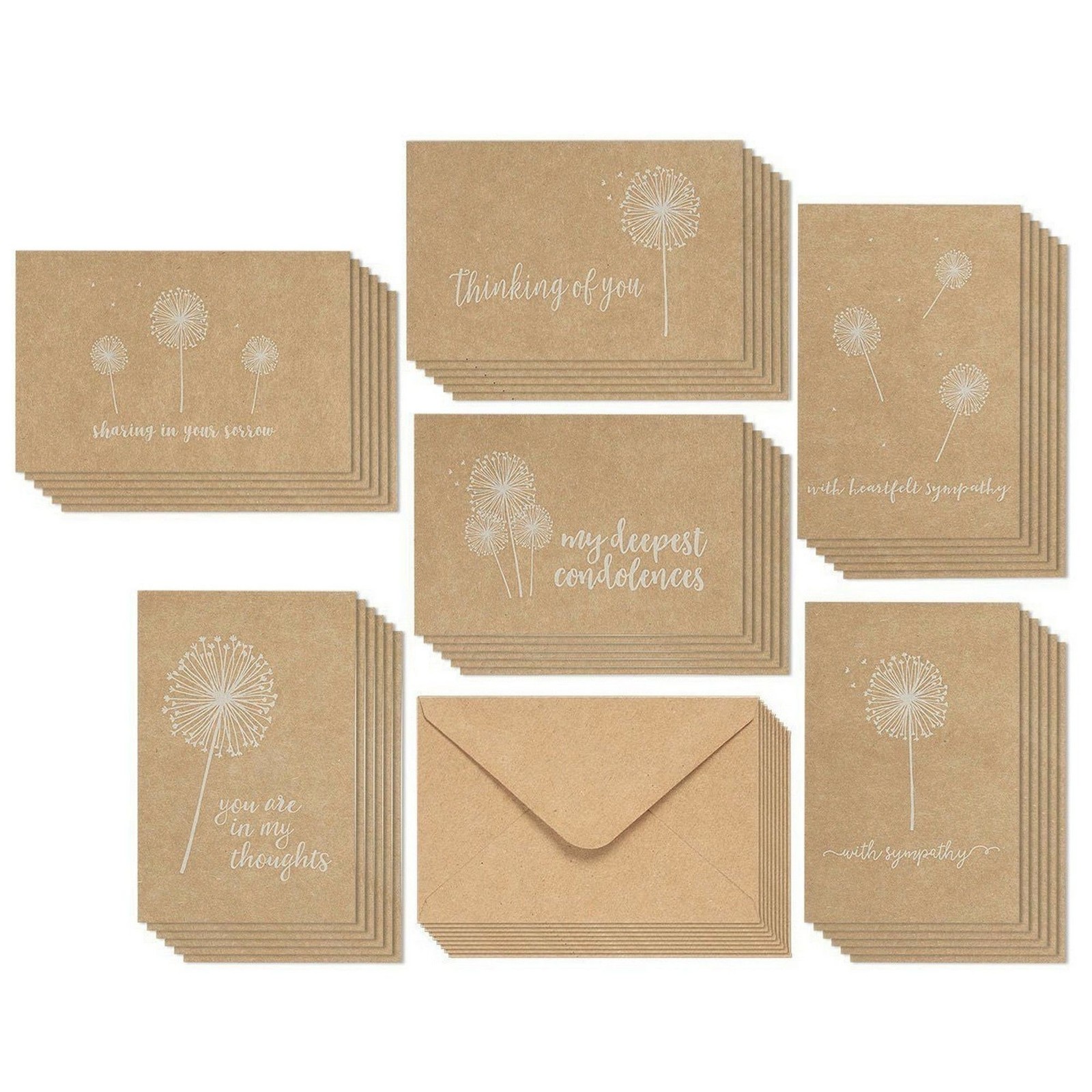 36 Pack Sympathy Cards with Envelopes Condolence Card Kraft Paper Bulk ...