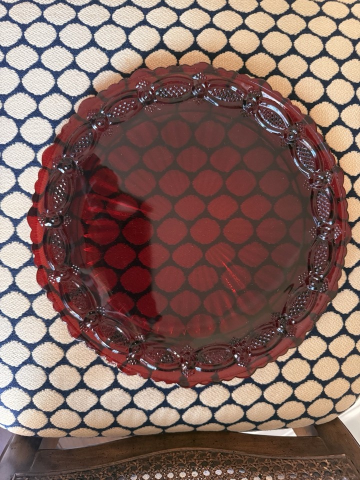 Set of 12 -Avon 1876 Cape Cod Collection Ruby Red Glass Dinner Plates ...