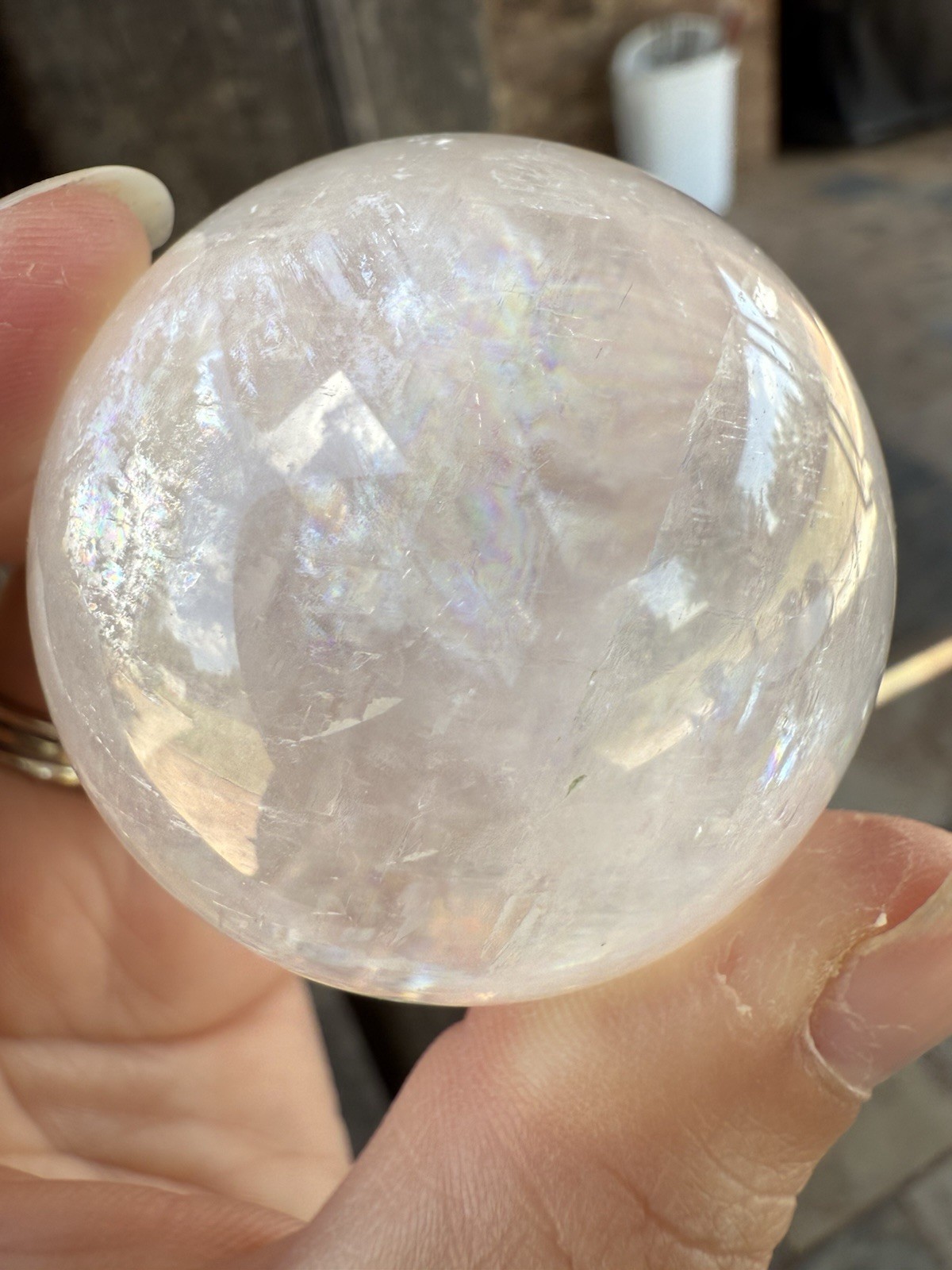 High Quality Optical Cacite Sphere With Rainbows 48mm Clear High-polish ...