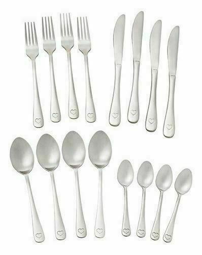 Sabichi 16 Piece Mirror Finish Stainless Steel Heart Cutlery Set ...