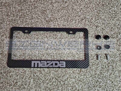 Mazda Carbon Fiber Printed Pattern Black Aluminum License Plate Frame ...
