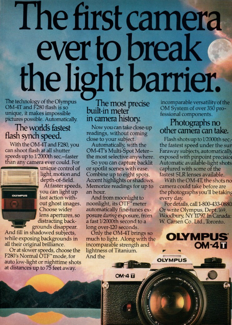 Olympus - OM-4T Camera - Original Magazine Ad - 1987 | eBay