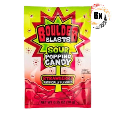 6x Packets Boulder Blasts Strawberry Flavored Sour Popping Candy ...