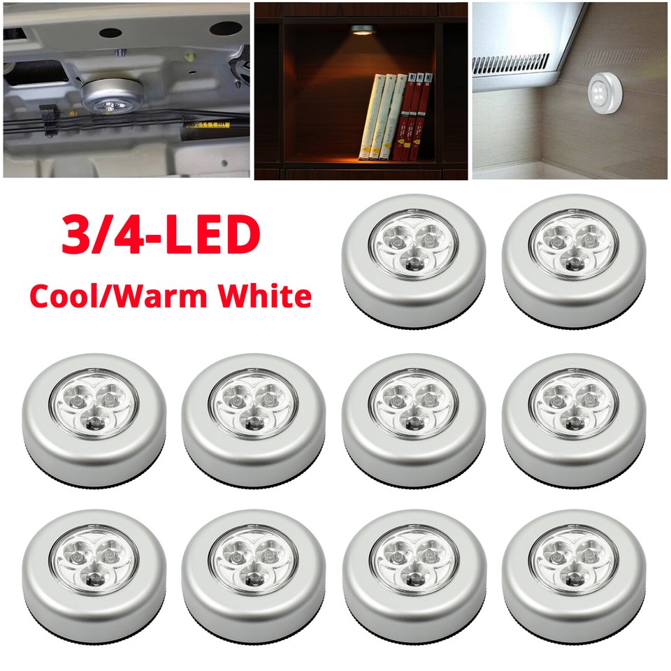 10X Home Wardrobe LED Touch Lights Battery Powered Push Tap Stick On ...
