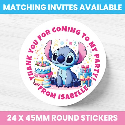 PERSONALISED STITCH SWEET CONE STICKERS PARTY LABELS ANY BIRTHDAY | eBay