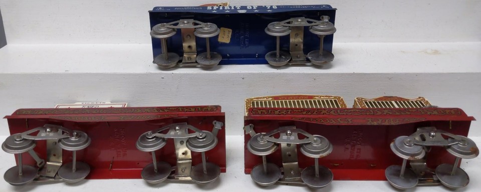 McCoy Standard Gauge TCA & TPC Circus Tinplate Flatcars w/Wagons [3] | eBay