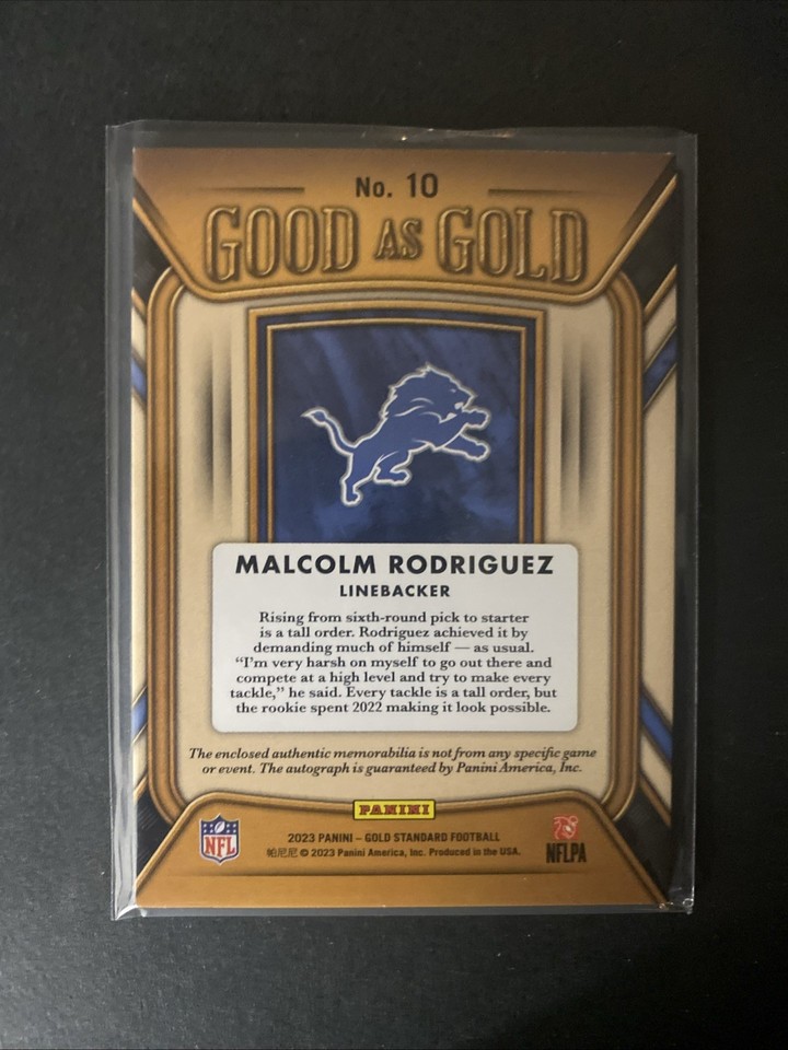 2023 Gold Standard Malcolm Rodriguez Auto /199 Good As Gold Patch Lions ...
