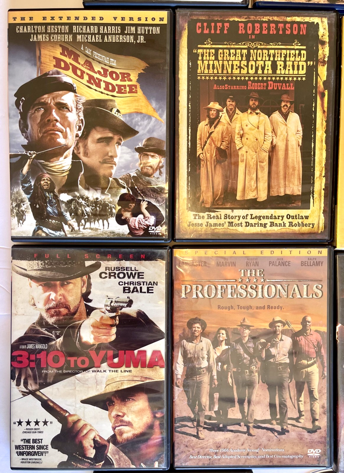 Lot x 12 Classic Western Movies DVD Wayne Stewart Duvall Elliot Selleck ...