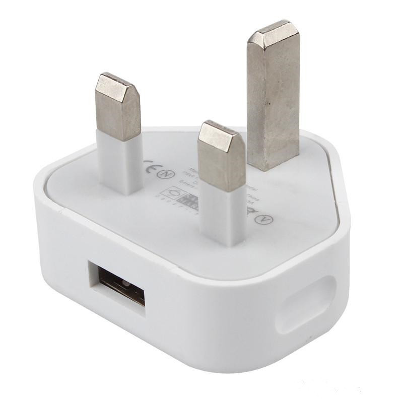 New UK Mains 3 Pin Plug Adapter Wall Charger 1-Port Dual USB For Low ...