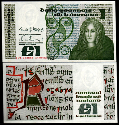Ireland REPUBLIC £1 POUND P-70 1983 Pre Euro Queen Irish UNC World ...