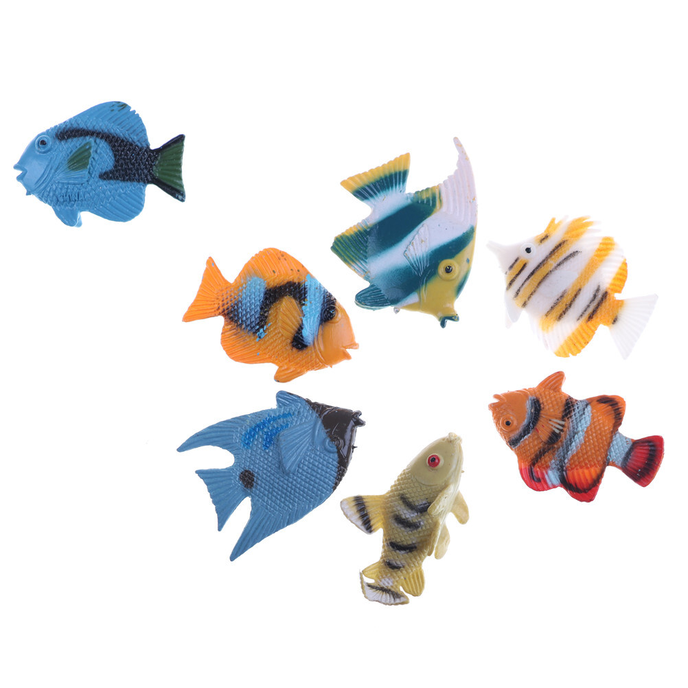12 pcs Mini Tropical Ocean Fish Toy Gift Sea Life Model Pool Education ...