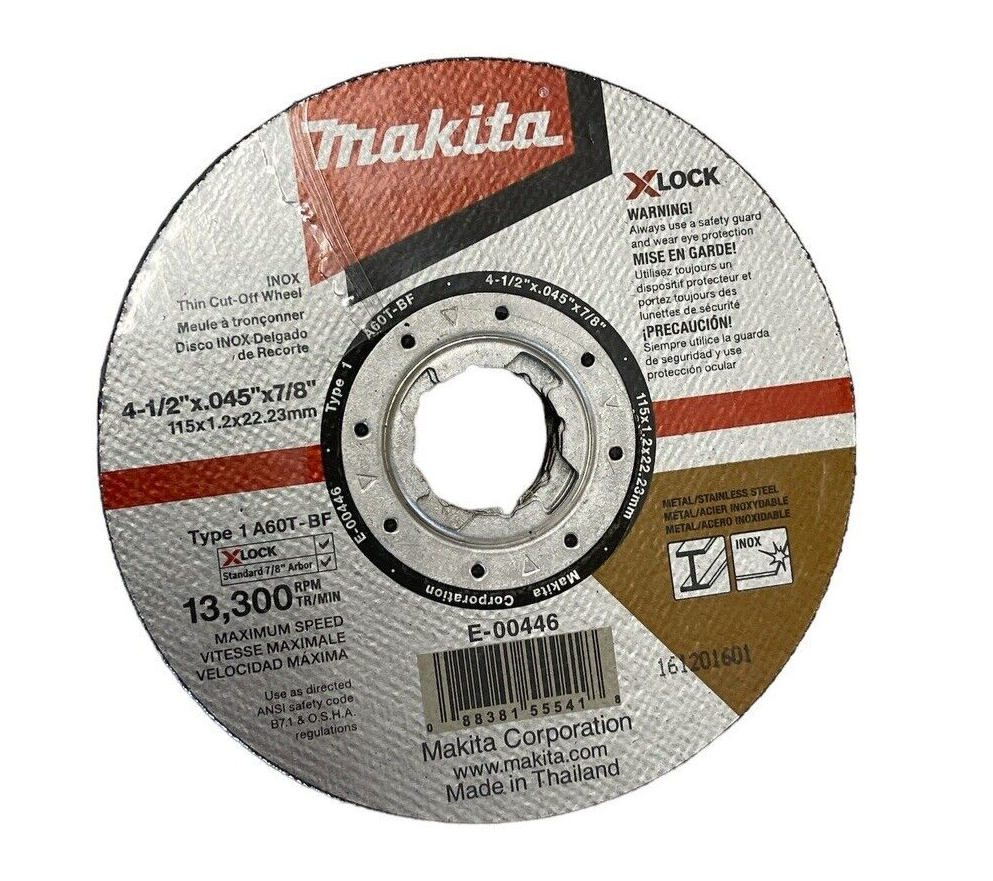 Makita X-LOCK 4-1/2" x .045" Type 1 60G Cut-Off Wheel - White (E-00446 ...
