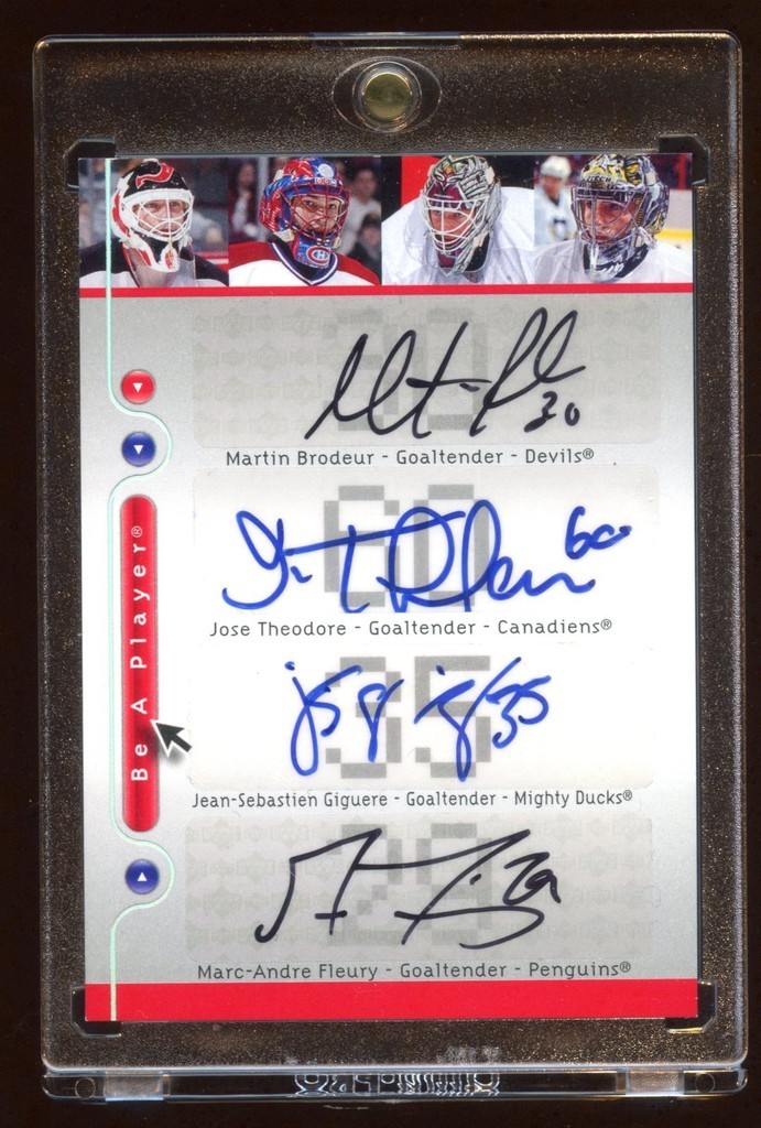 2005 UD QUAD AUTOGRAPH SP MARTIN BRODEUR-MARC-ANDRE FLEURY-JOSE ...