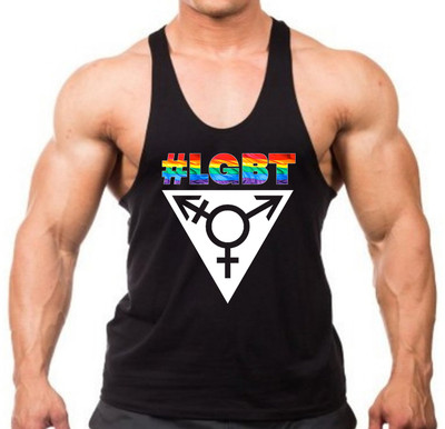 Men's LGBT Trans Triangle Black Stringer Tank Top Transgender Pride Gym ...