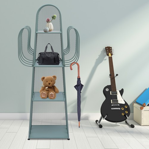Freestanding Book Shelf 4-Tier Bookshelf Cactus Bookcase Storage ...