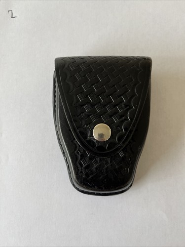 TEX SHOEMAKER HANDCUFF CASE Black Leather Basket Weave Model 204 | eBay