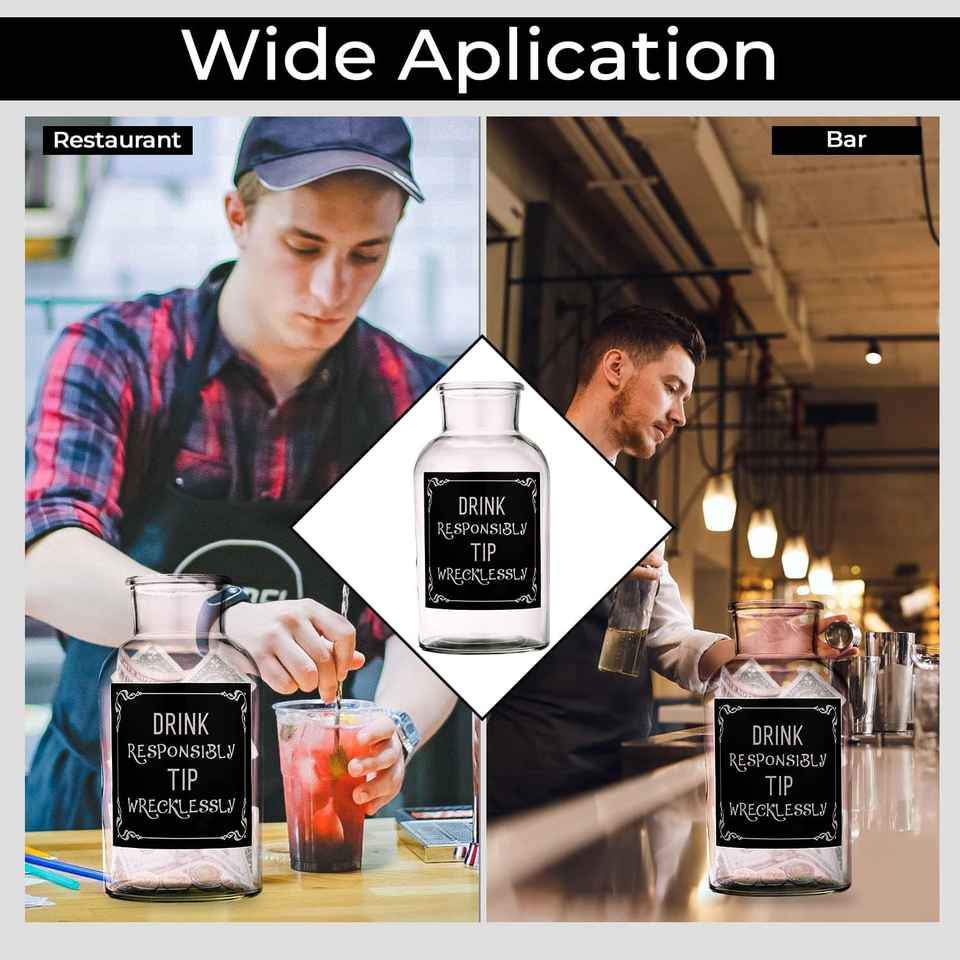 New Glass Tips Jar Tip Box Bartender Bars Money Container Bucket For ...