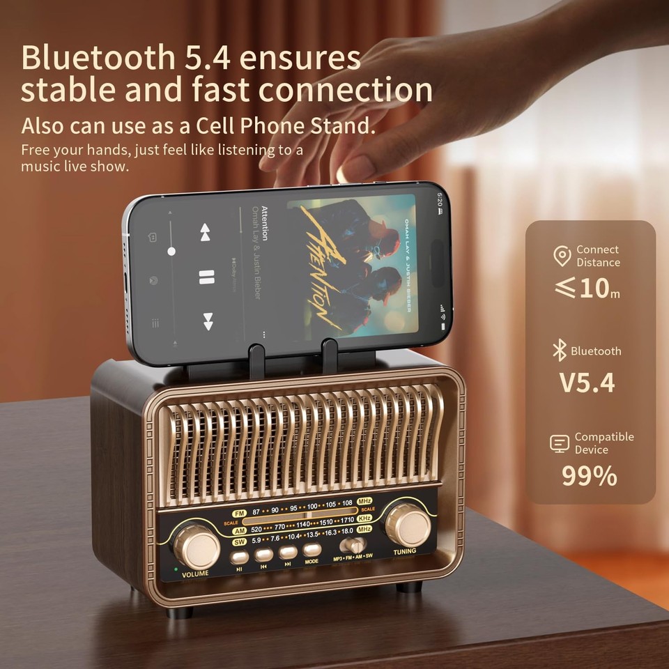 MG002 Retro Vintage Portable Radio AM FM SW,Transistor Radio Battery ...