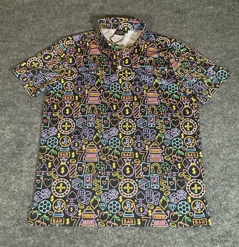 Sunday Swagger Polo Shirt Mens M Neon Casino Print Gambling Golf ...