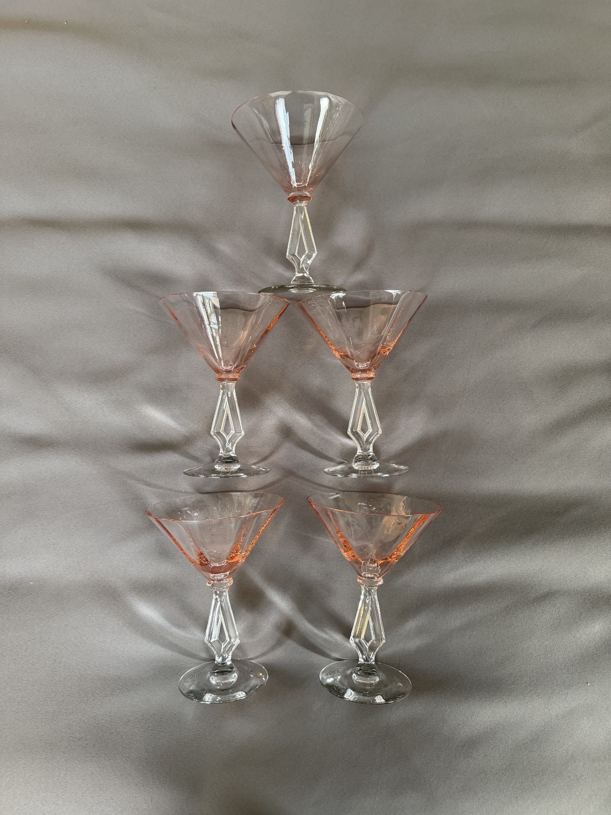 Set of 5 Morgantown Art Moderne Pink Martini Glasses Vintage 1920s-30s ...