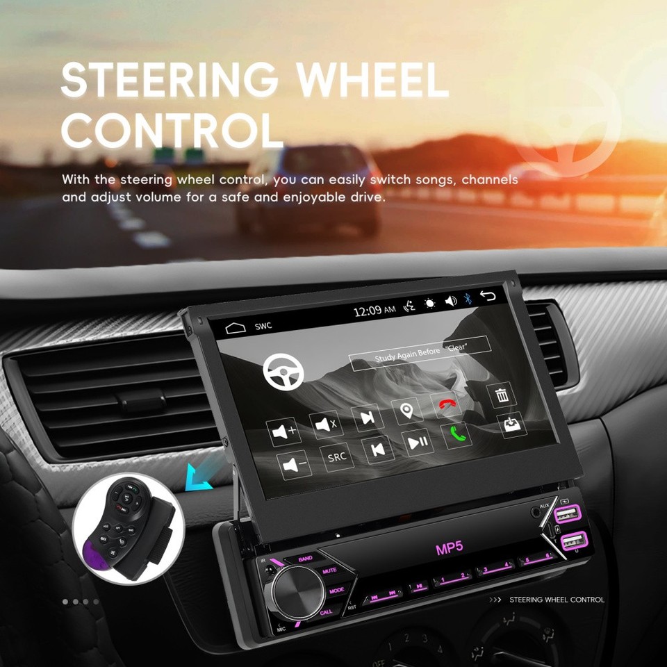 7" Car Stereo Radio Bluetooth Flip Out USB MP5 Player Touch Screen ...