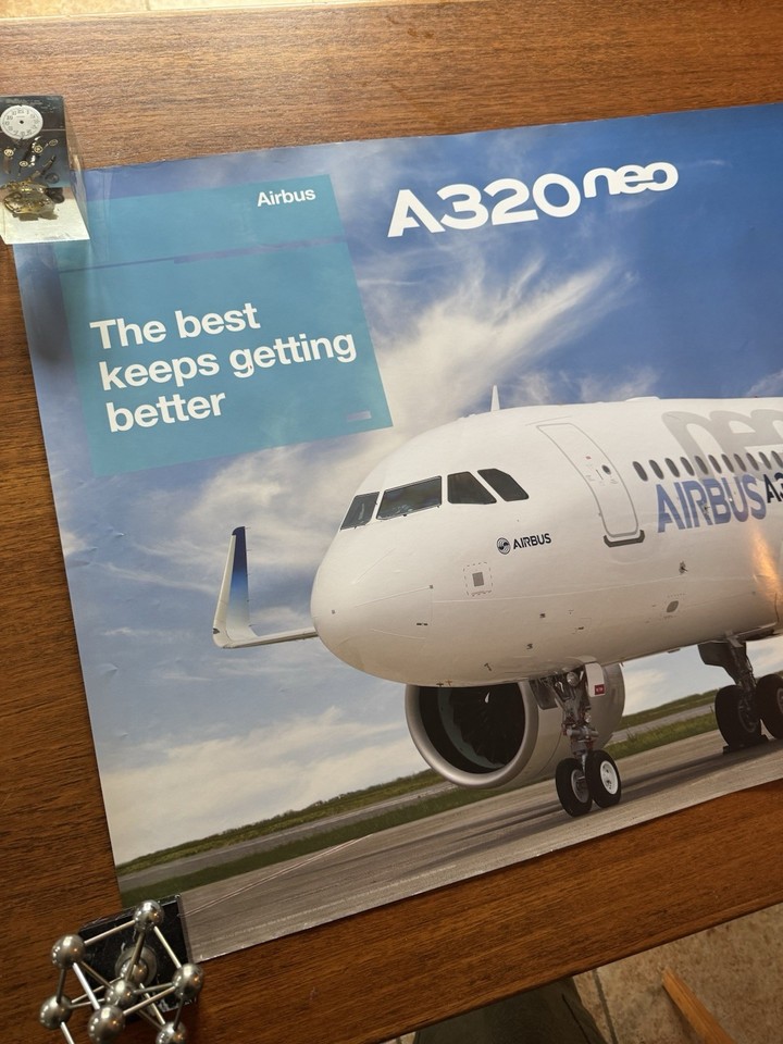 Vintage Airbus A320 NEO Airplane Promo Poster Print Large 38”x24” 2014 ...