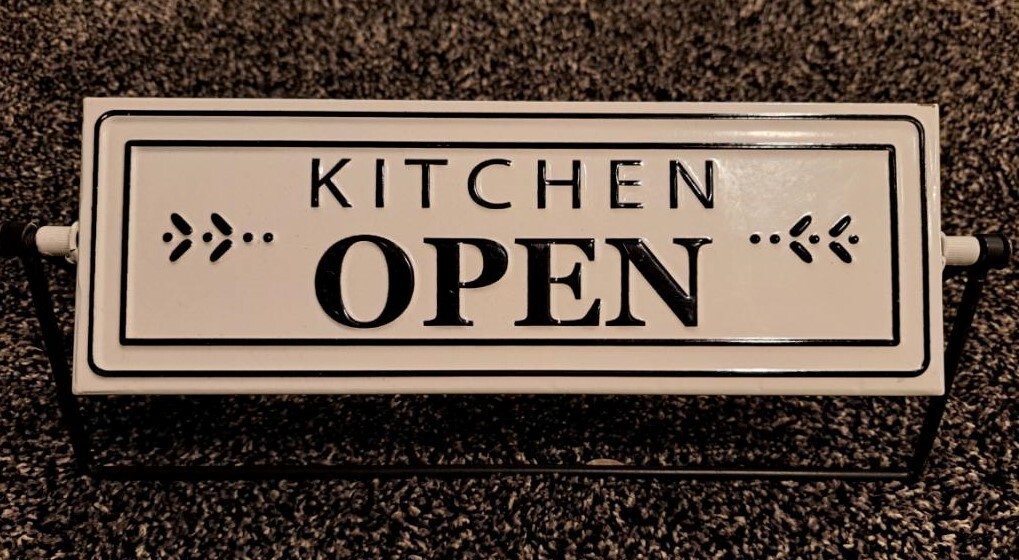 Kitchen Open / Closed Sign - Rotating / Revoloving Metal Embossed ...
