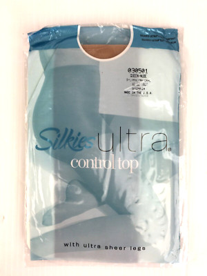 Silkies Ultra Control Top Pantyhose Sheer Legs USA Nude Size X-Queen/XL ...