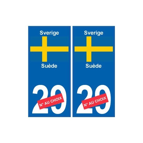 Suède Sverige sticker numéro département au choix autocollant plaque ...