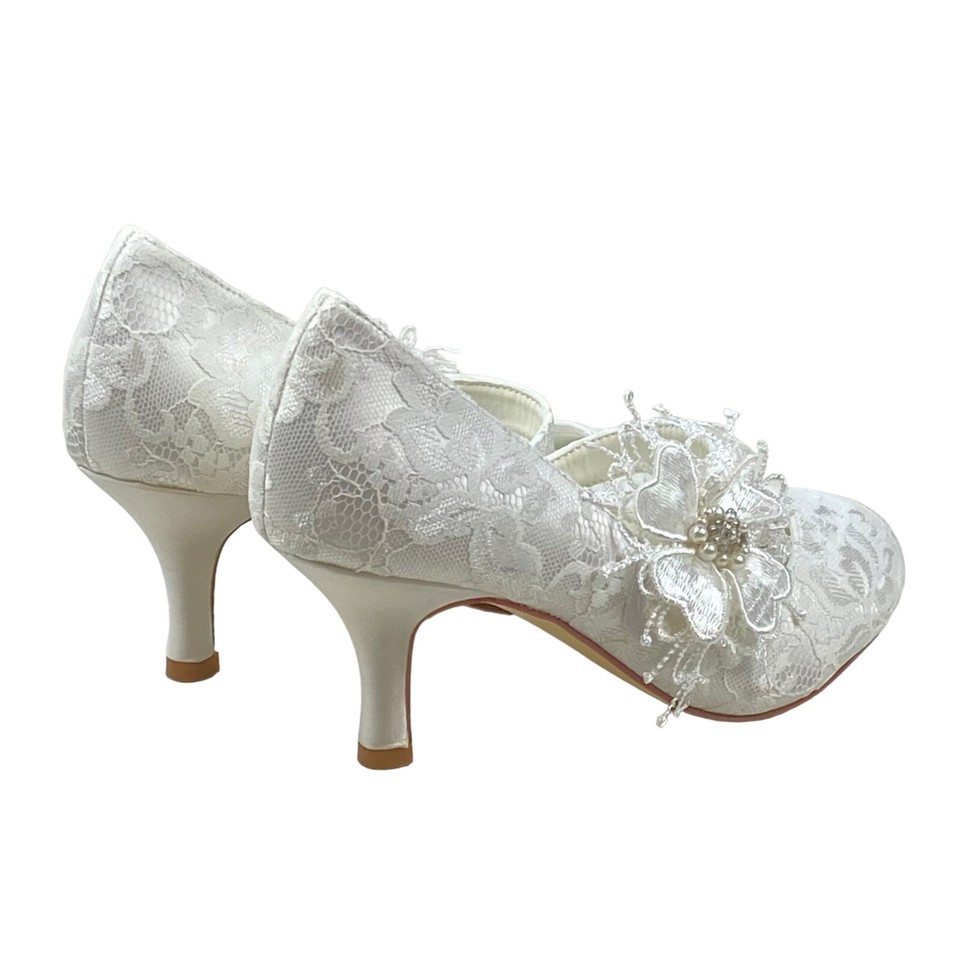 Mrs Right Women's 5.5 Lace Satin Bridal Wedding Heel Shoes | eBay