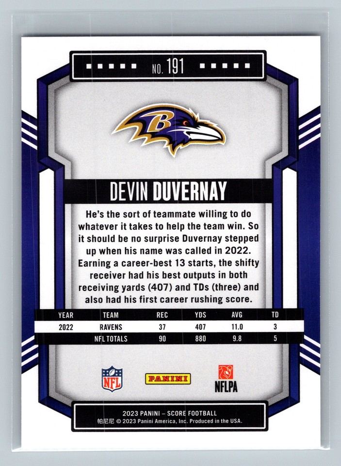 Devin Duvernay #191 2023 Score Baltimore Ravens | eBay