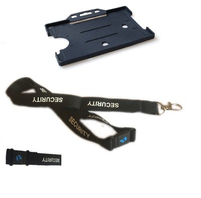 Black Security 20mm Safety Lanyard & Card Holder for Sia Card or ID ...