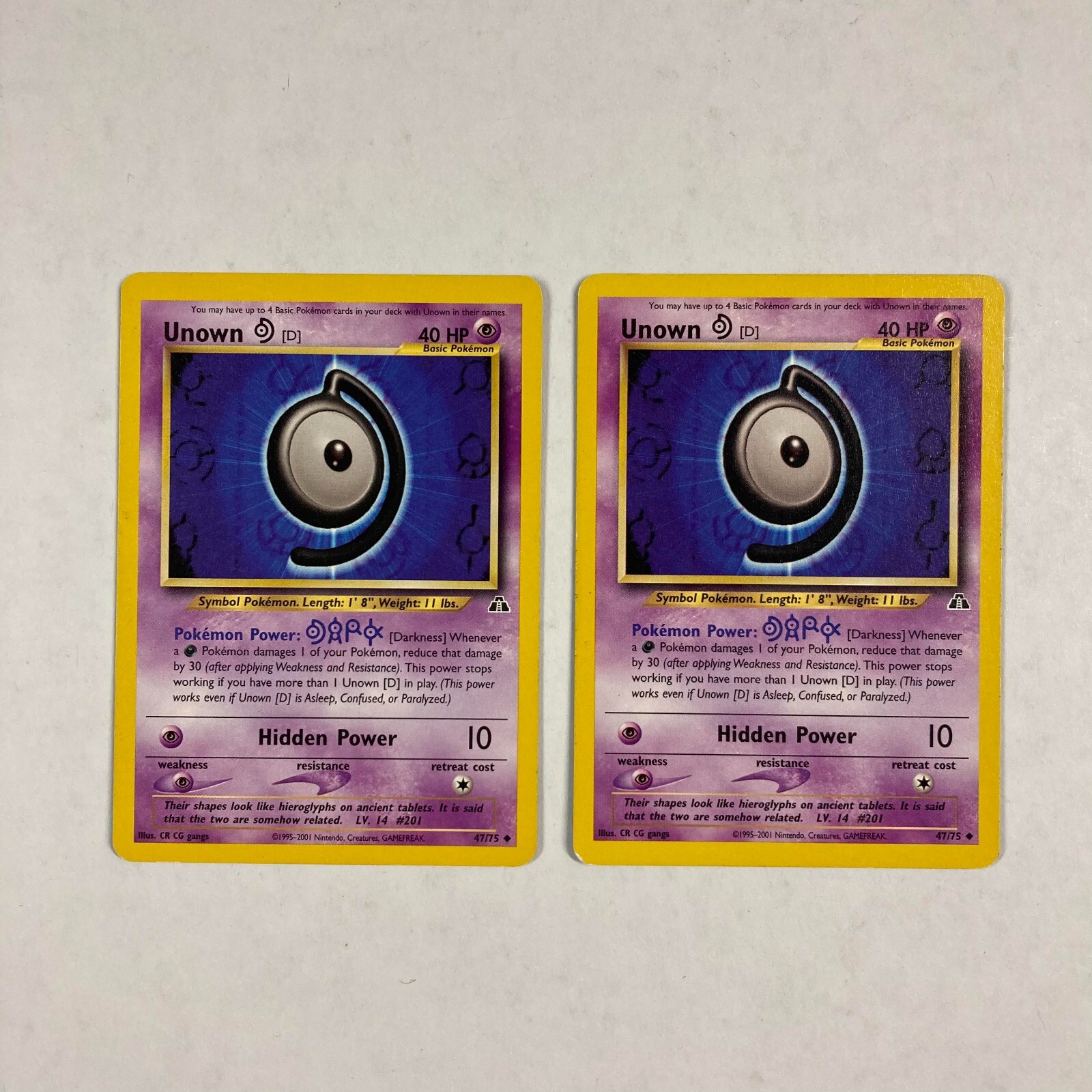 2x Pokémon TCG Unown 47/75 card Neo Discovery | eBay