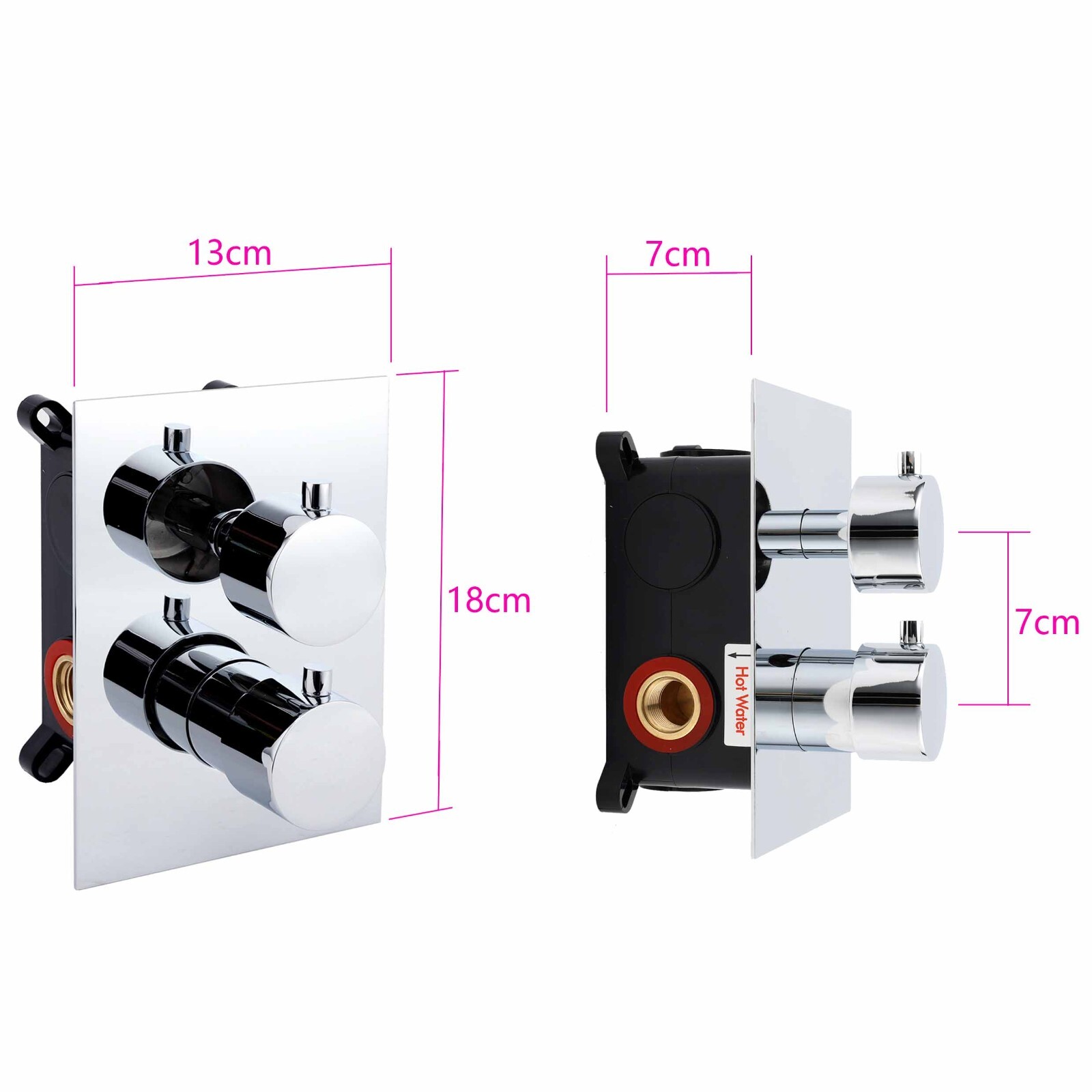 2 / 3 Way Concealed Shower Mixer Valve Manual Bathroom Tap Black/Chrome ...