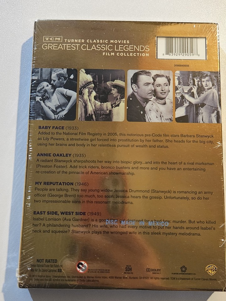 TCM Greatest Classic Legends Film Collection: Barbara Stanwyck DVD 4 ...