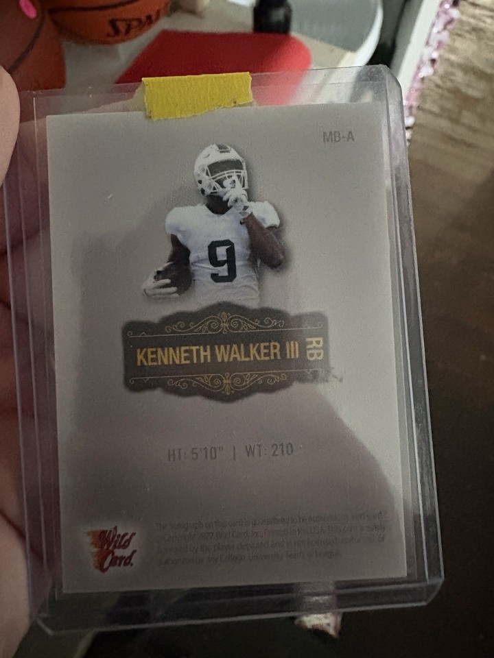 Wild Card MATTE Kenneth Walker III 2022 MB-A Autographed Trading Card ...