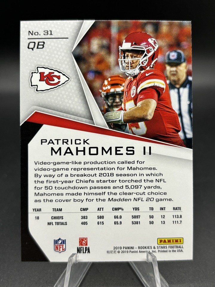 2019 Panini Rookies & Stars #31 Patrick Mahomes Kansas City Chiefs | eBay