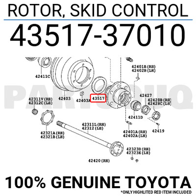 4351737010 Genuine Toyota ROTOR, SKID CONTROL 43517-37010 | eBay