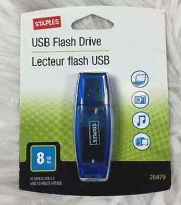 Staples 8GB Hi Speed 2.0 USB Flash Drive Blue 26479 Free Shipping | eBay